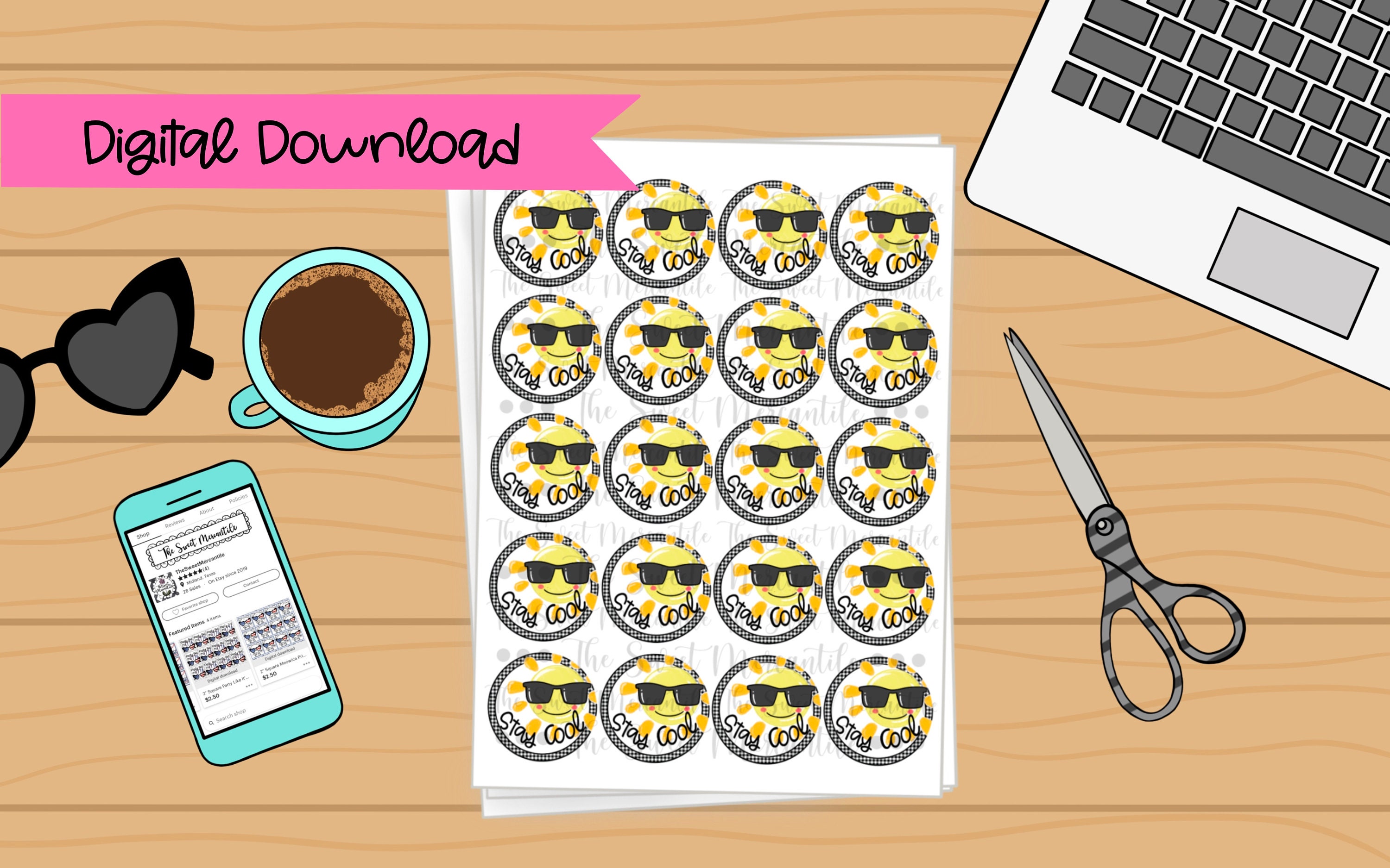 2 Circle Stay Cool Printable Tag_Cookie Tags - Etsy.de