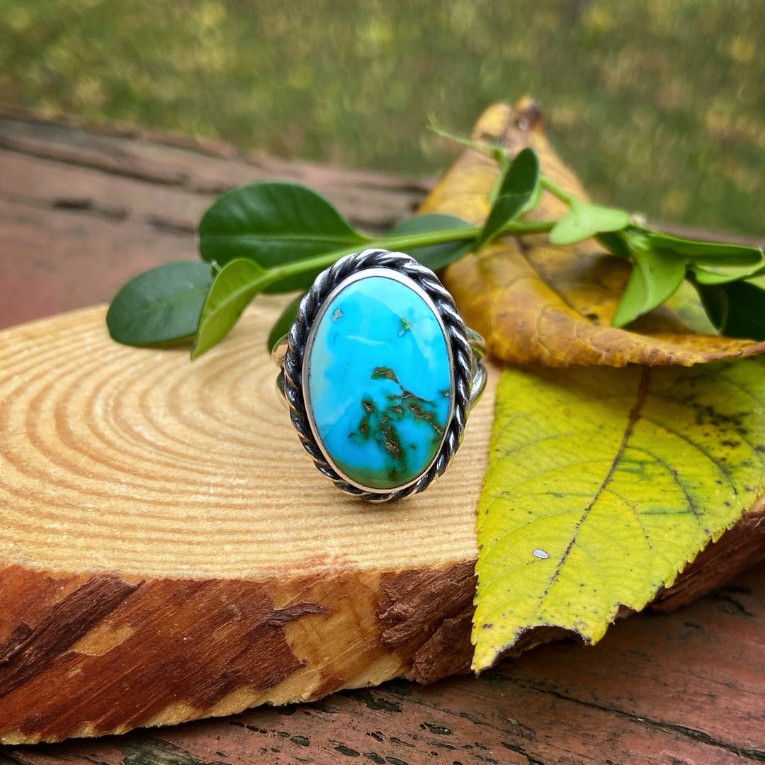 Vivid Blue to Green Sonoran Gold Turquoise Ring - Etsy