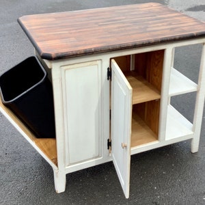 32x45 Farmhouse Kitchen Island With Bar Overhang and Black Distressed ...