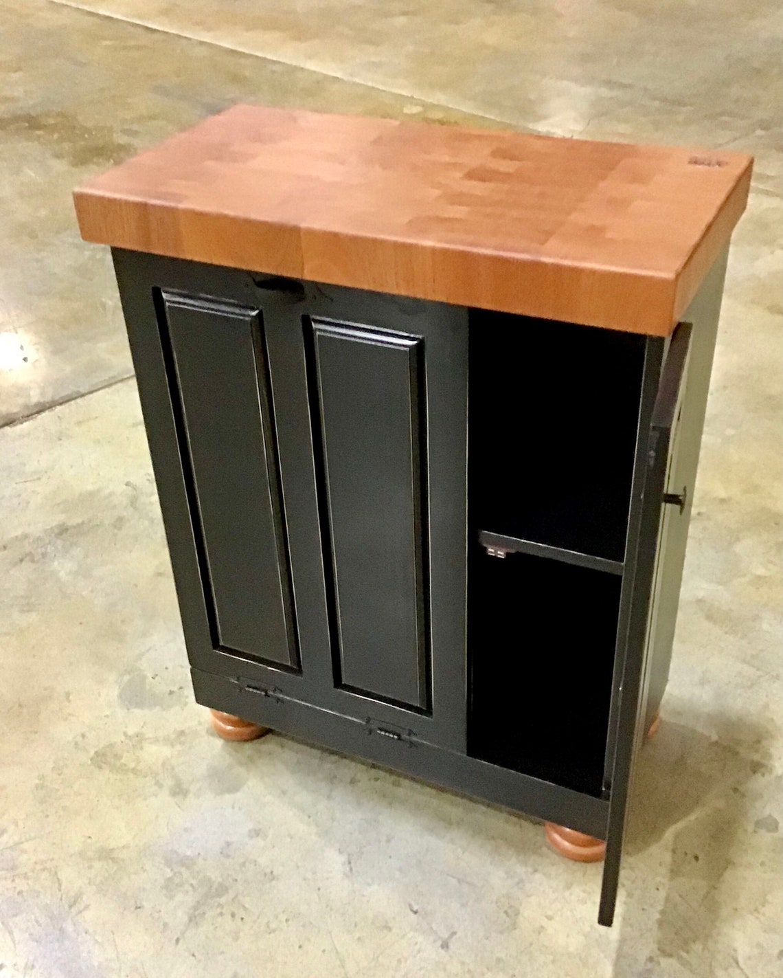 Mini Farmhouse Kitchen Island End Grain Butcher Block With Tilt Out ...