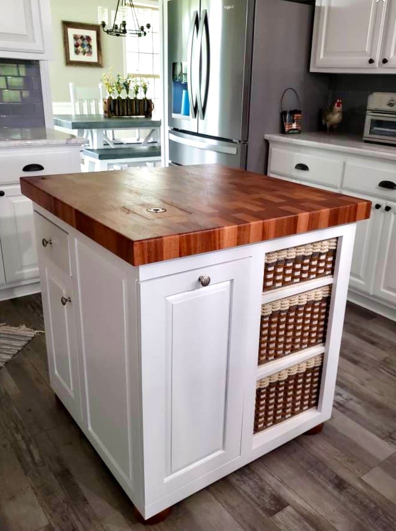 Farmhouse Kitchen Island- Mahogany End Grain Butcher Block Countertop ...