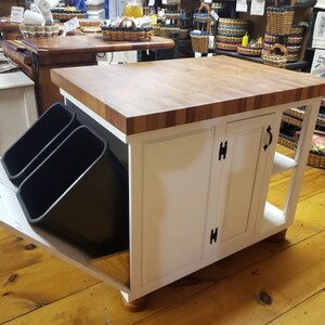 Farmhouse Butcher Block 30x44 Island Wood W/trash and Recycle Bin - Etsy