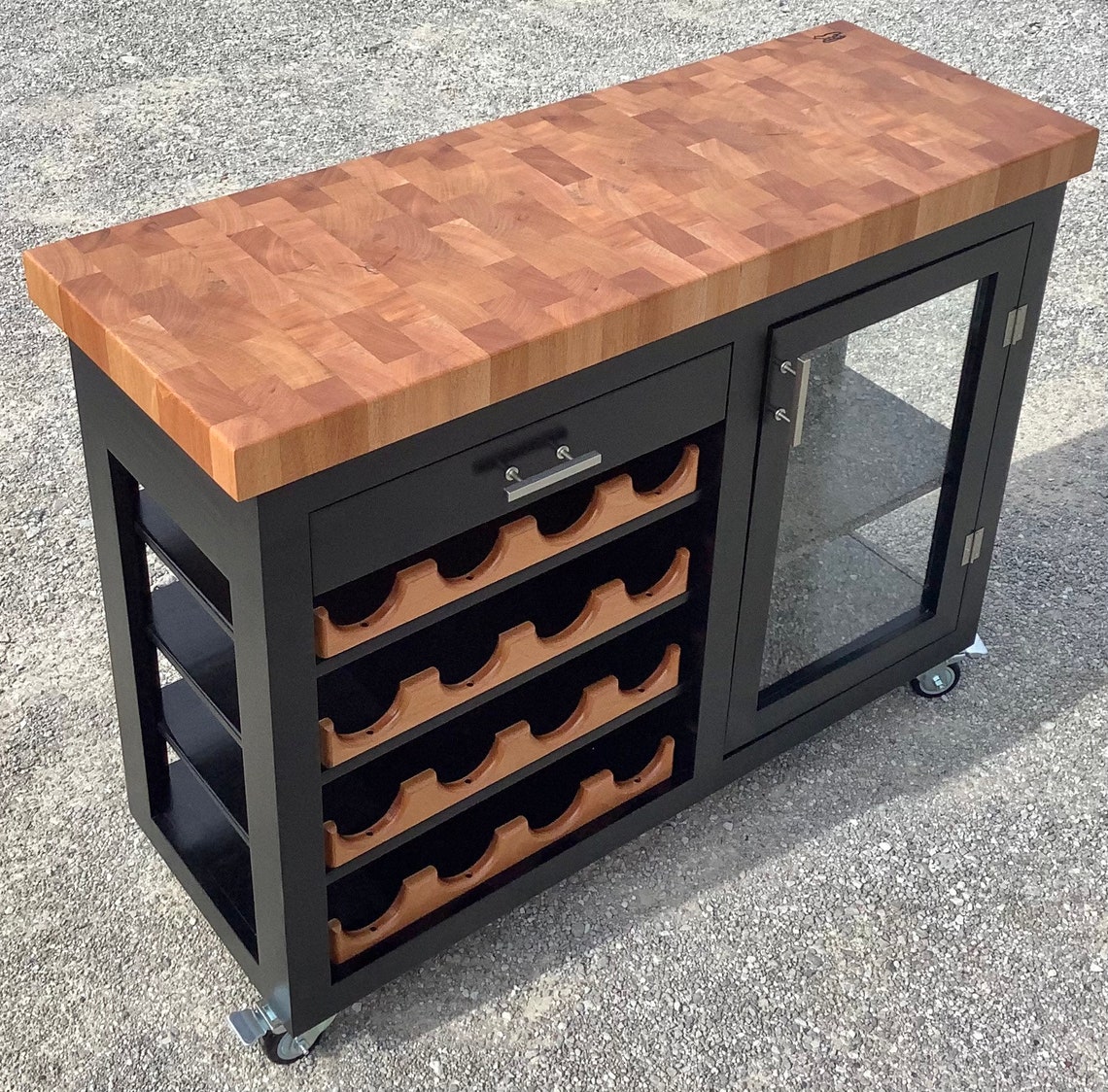 Buffet Bar 17x46 Mahogany End Grain Butcher Block With Casters - Etsy