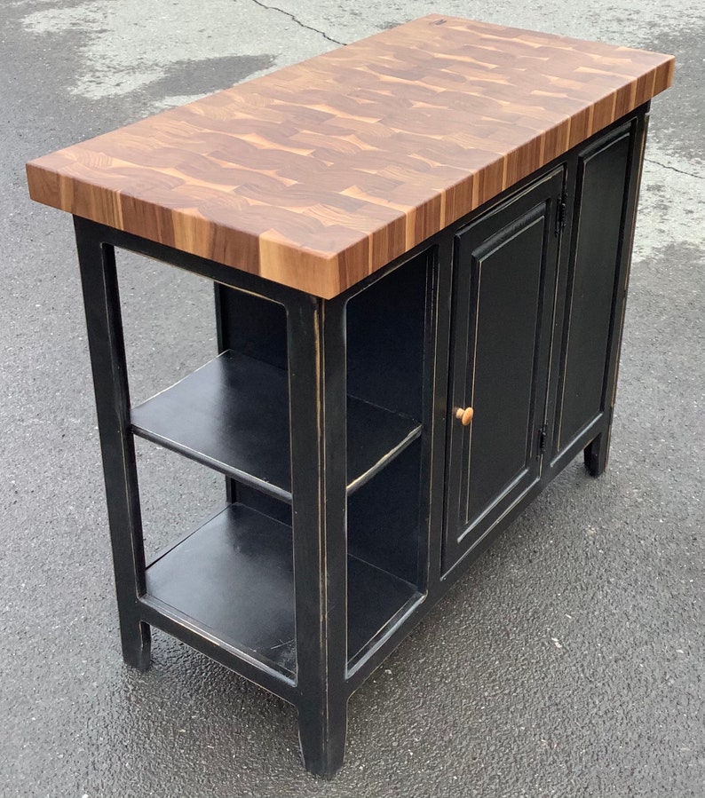 Farmhouse 22x44 Butcher Block Island W/black Walnut Endgrain - Etsy