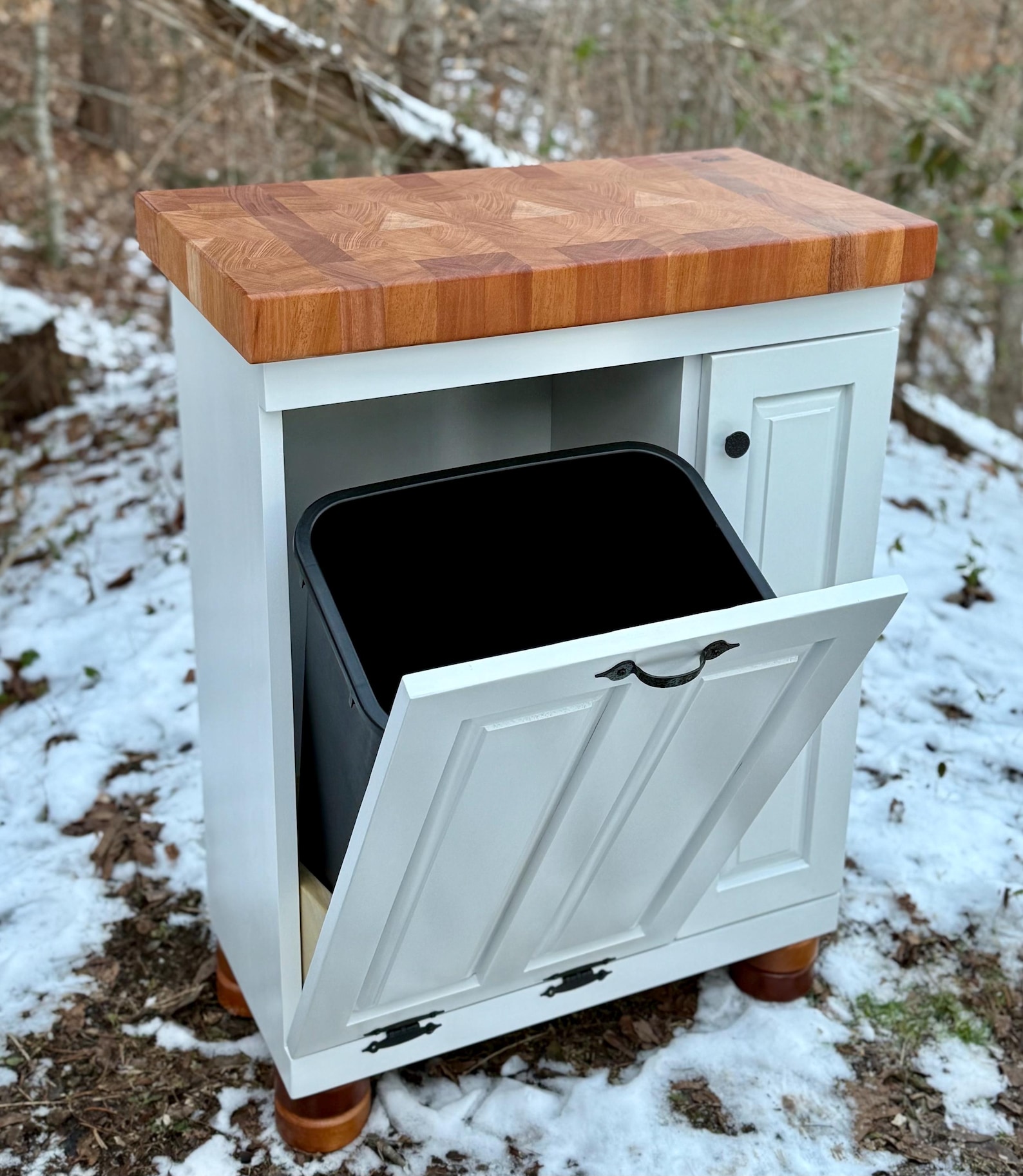 Mini Farmhouse Kitchen Island End Grain Butcher Block With Tilt Out ...