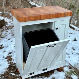 Mini Farmhouse Kitchen Island End Grain Butcher Block With Tilt Out ...