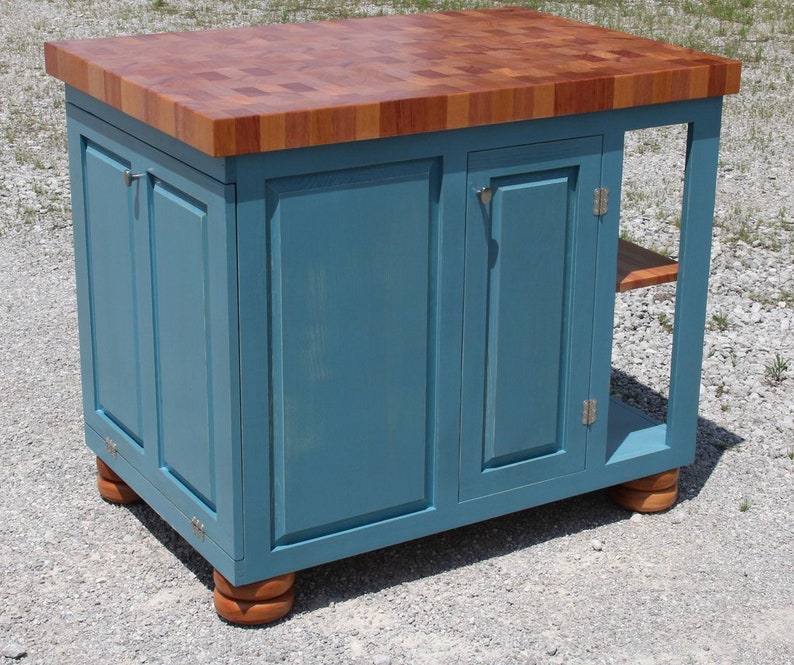 Farmhouse Butcher Block 30x44 Island Wood W/trash and Recycle | Etsy