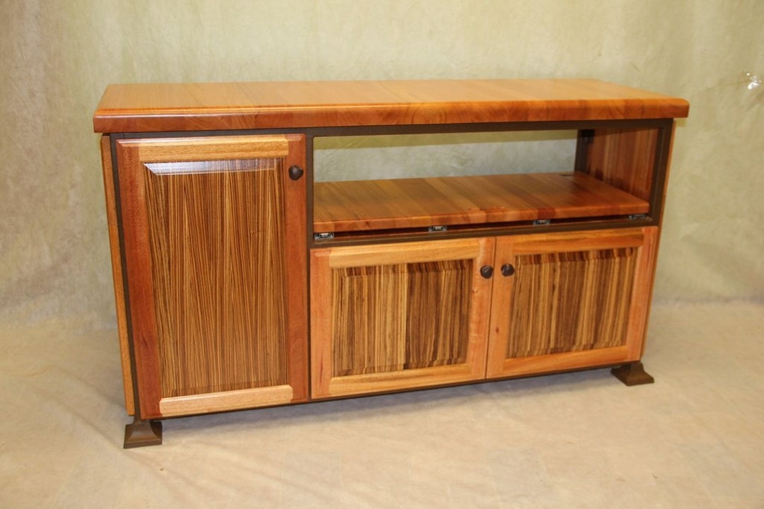 Table--flat Screen Small Entertainment Unit W/zebra Wood - Etsy