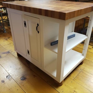 Farmhouse Butcher Block 30x44 Island Wood W/trash and Recycle Bin - Etsy