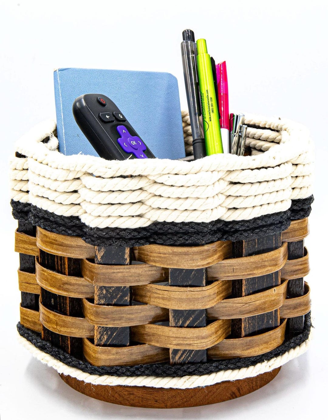 Cottage Black Remote Organizer Basket - Etsy