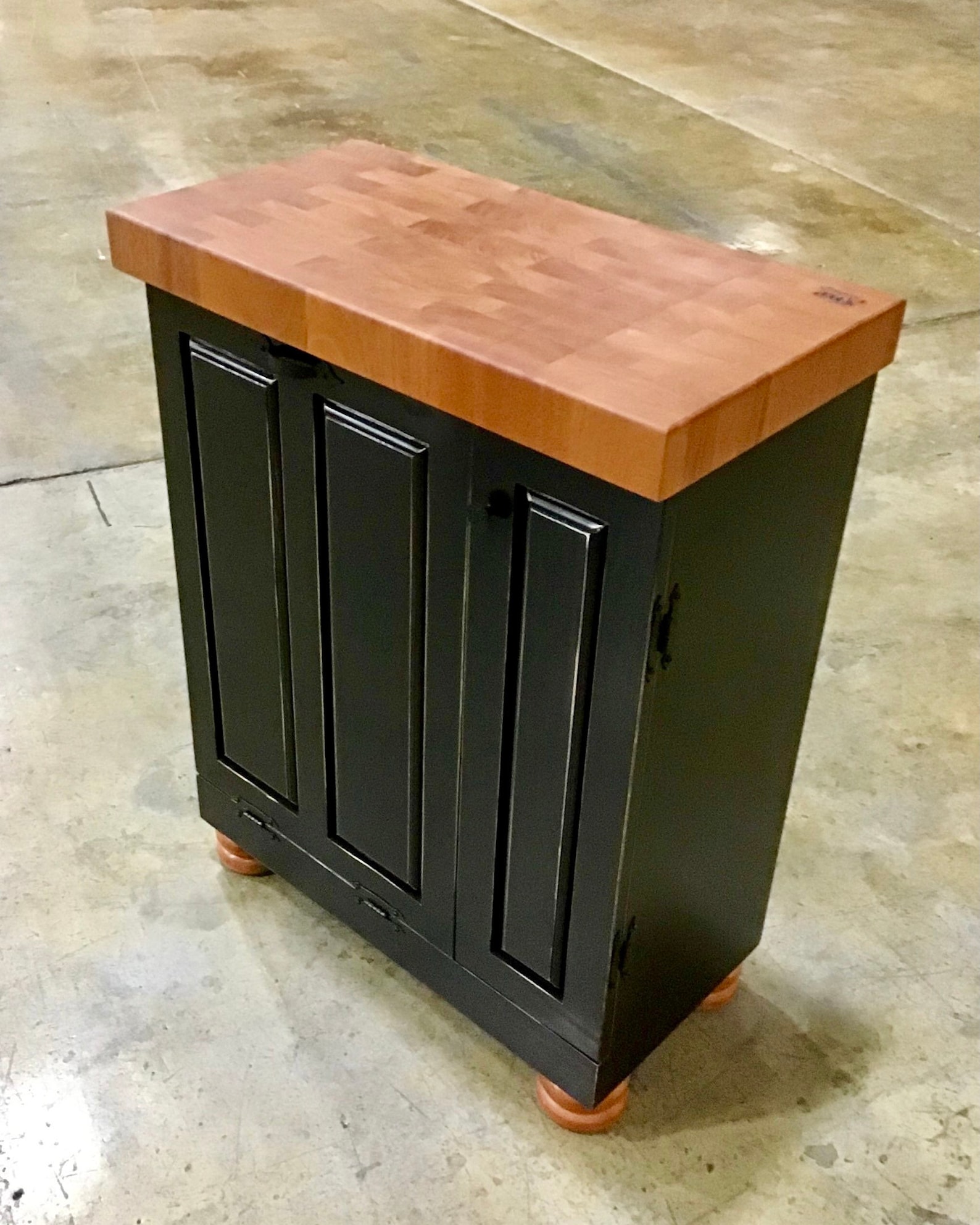 Mini Farmhouse Kitchen Island End Grain Butcher Block With Tilt Out ...