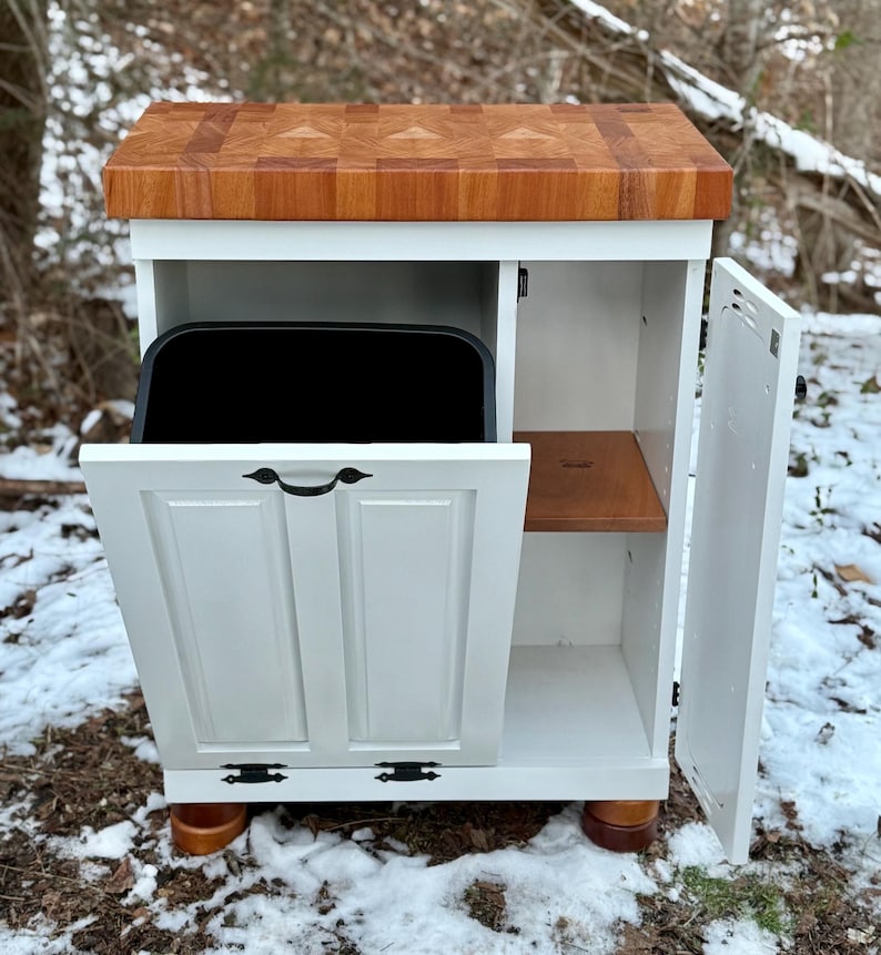 Mini Farmhouse Kitchen Island End Grain Butcher Block With Tilt Out ...