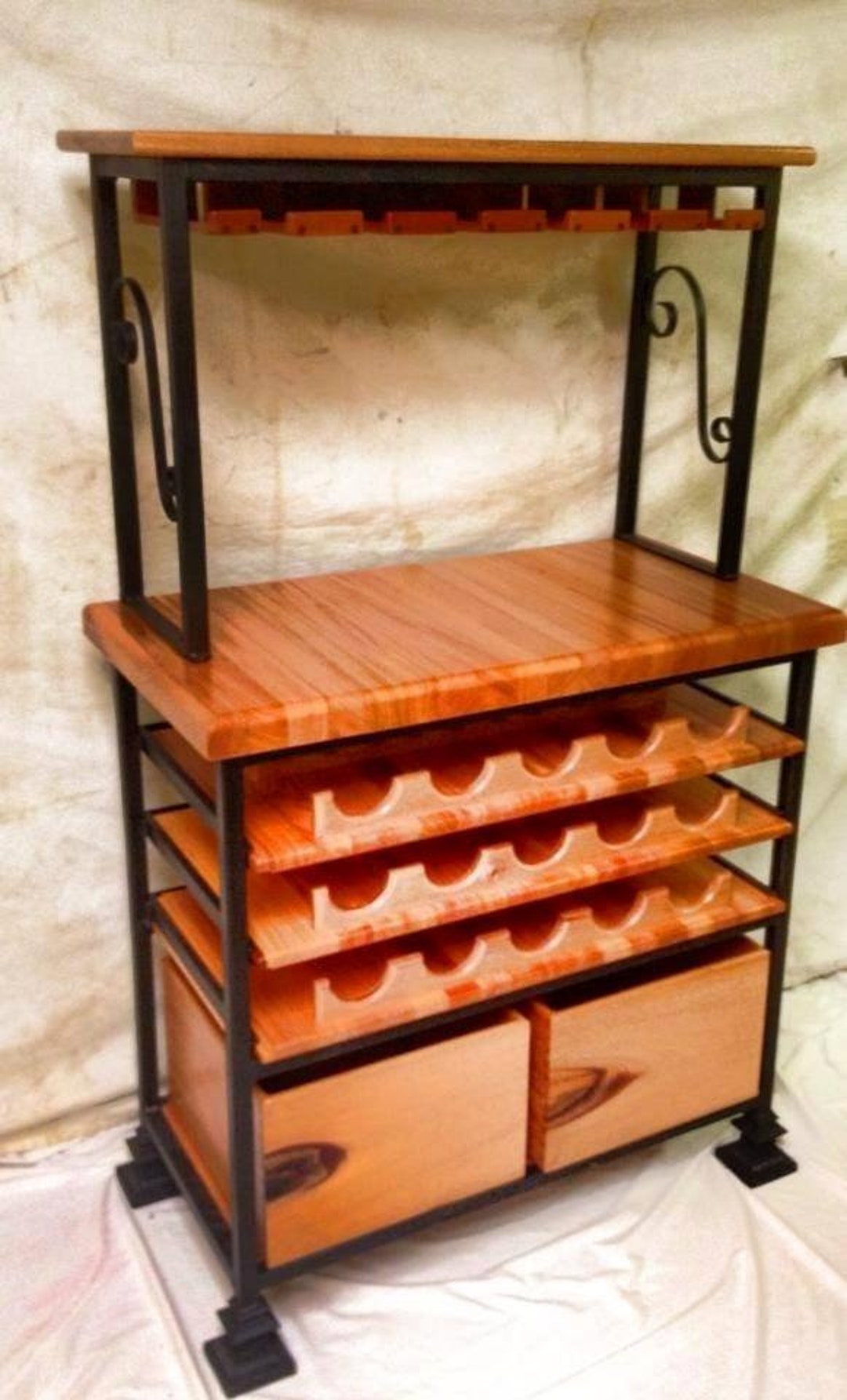 Wine and Whiskey Bar Table With Metal Powder Coated Steel Riser and ...