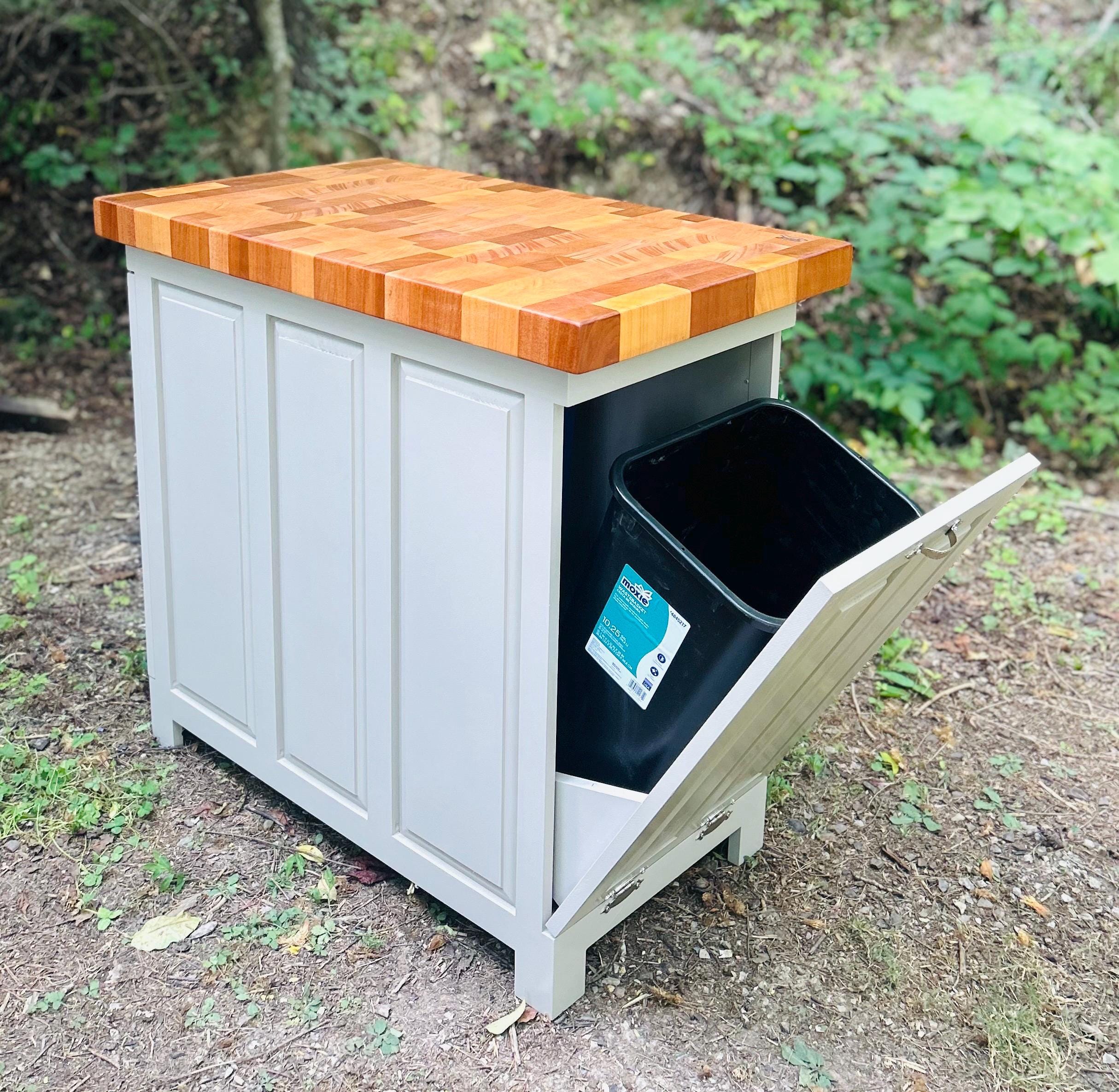 Triple Trash and Recycle Kitchen Island With End Grain Butcher Block ...