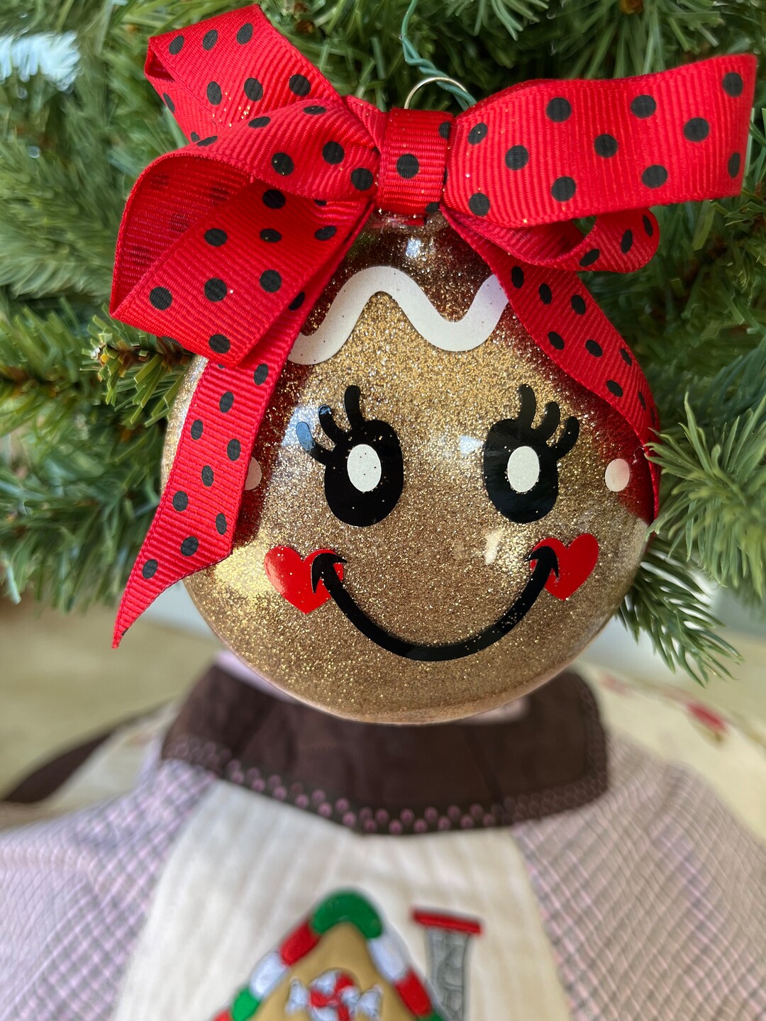 Gingerbread Girl Ornament, Glass Christmas Ornaments. - Etsy
