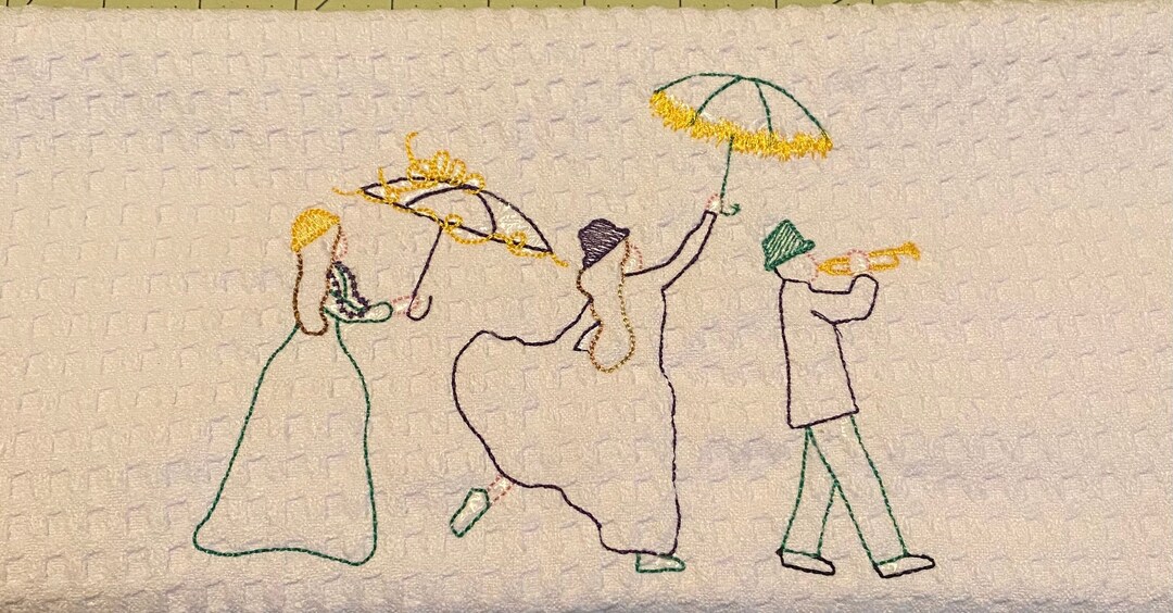 Mardi Gras Mombo Wedding Second Line, Embroidered Kitchen Towel - Etsy