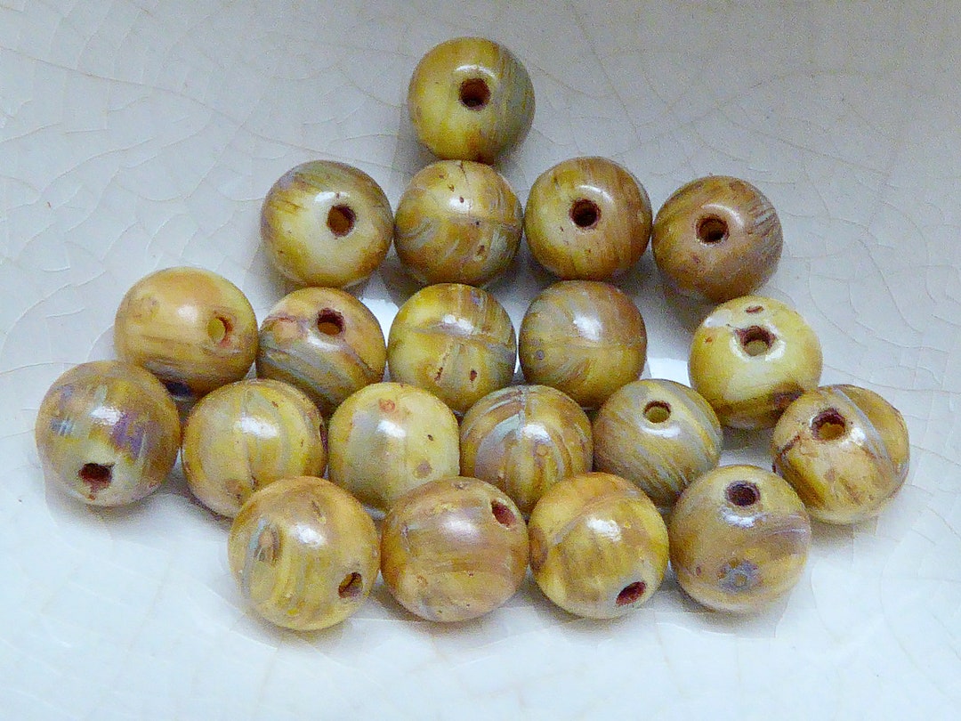 20 Old Ochre Czech Glass Beads - Etsy