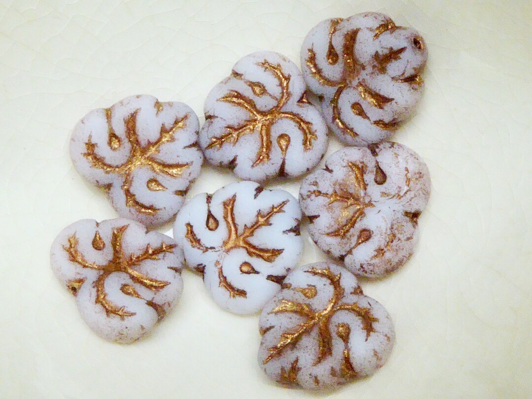 10 Greyed White and Bronze Monstera Leaf Beads - Etsy