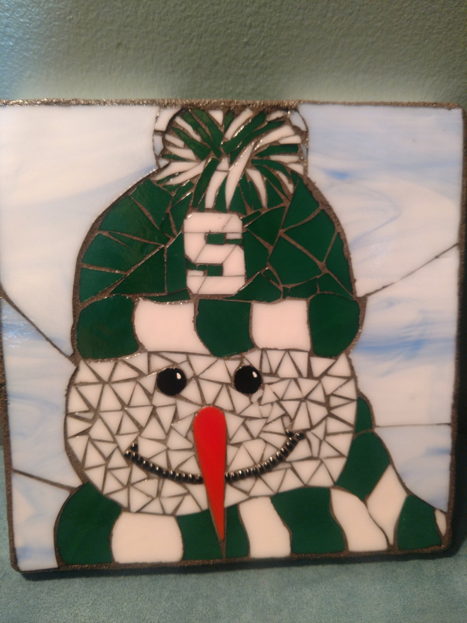 Stained Glass Mosaic Snowman - Etsy