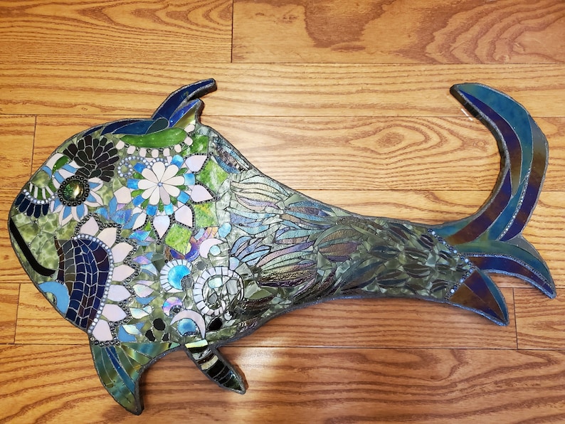 Rainbow Fish - Stained Glass Mosaic Whimsical - Etsy