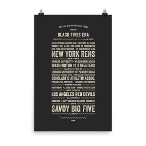 24" X 36" Historic Black Basketball Black Fives Poster - Etsy