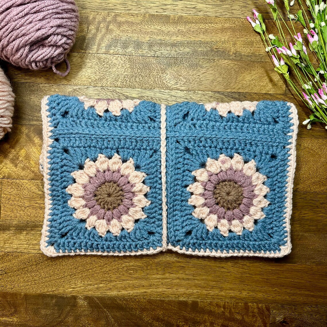 Customizable Crochet Flower Granny Square Book Cover - Etsy