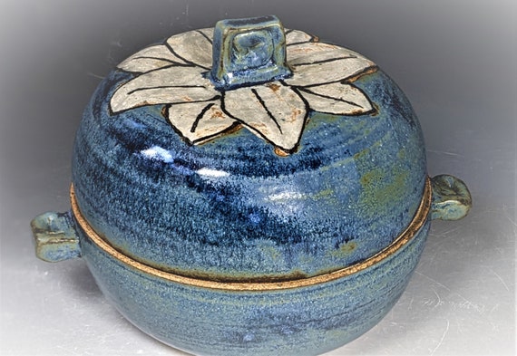 Bread Cloche Baker Small Loaf Lidded Bread Baker Flower Design - Etsy