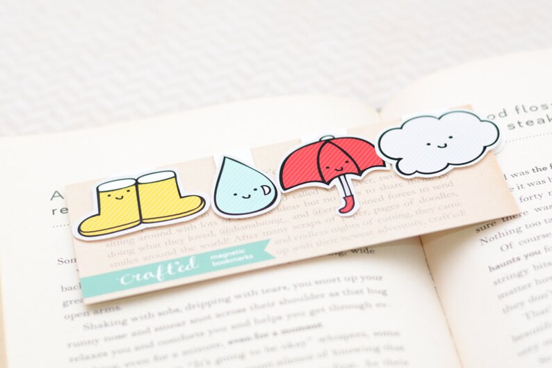 Rainy Day Magnetic Bookmarks (mini 4 Pack) - Etsy