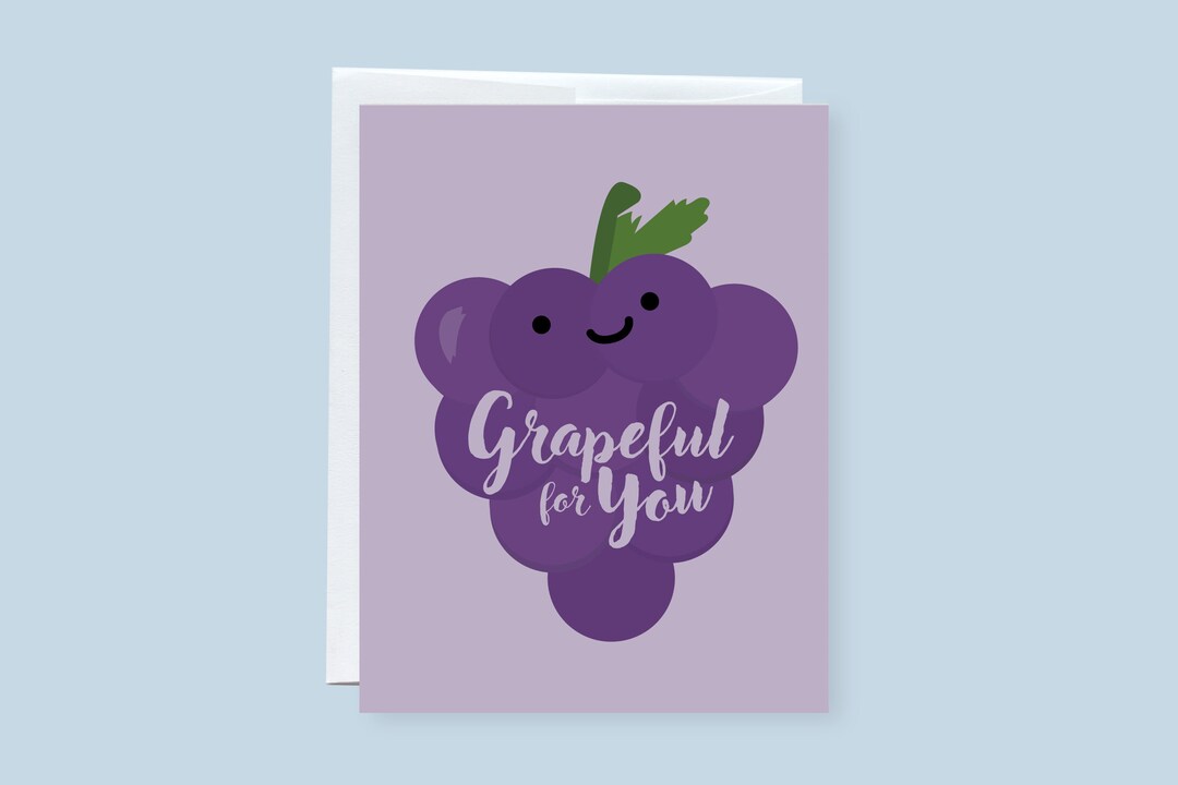 Grapeful for You - Punny Greeting Card - Etsy