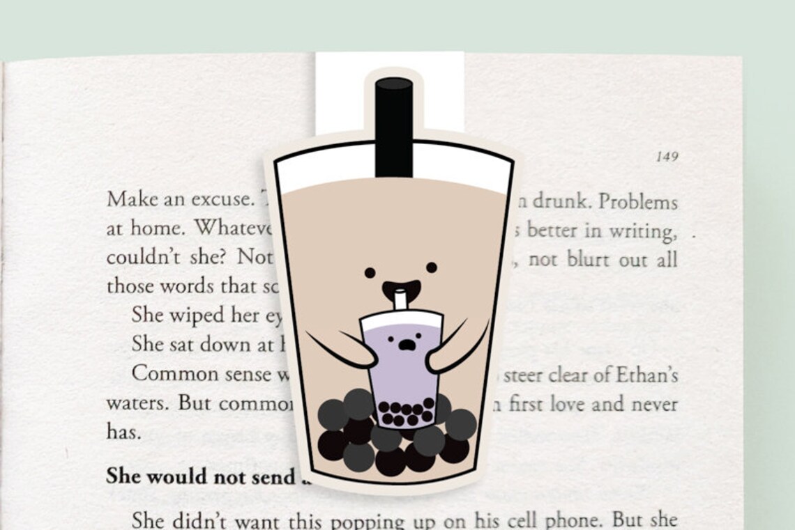 Milk Bubble Tea Magnetic Bookmark jumbo - Etsy