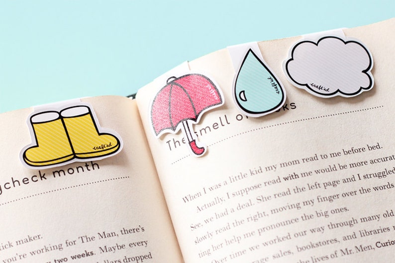 Rainy Day Magnetic Bookmarks (mini 4 Pack) - Etsy