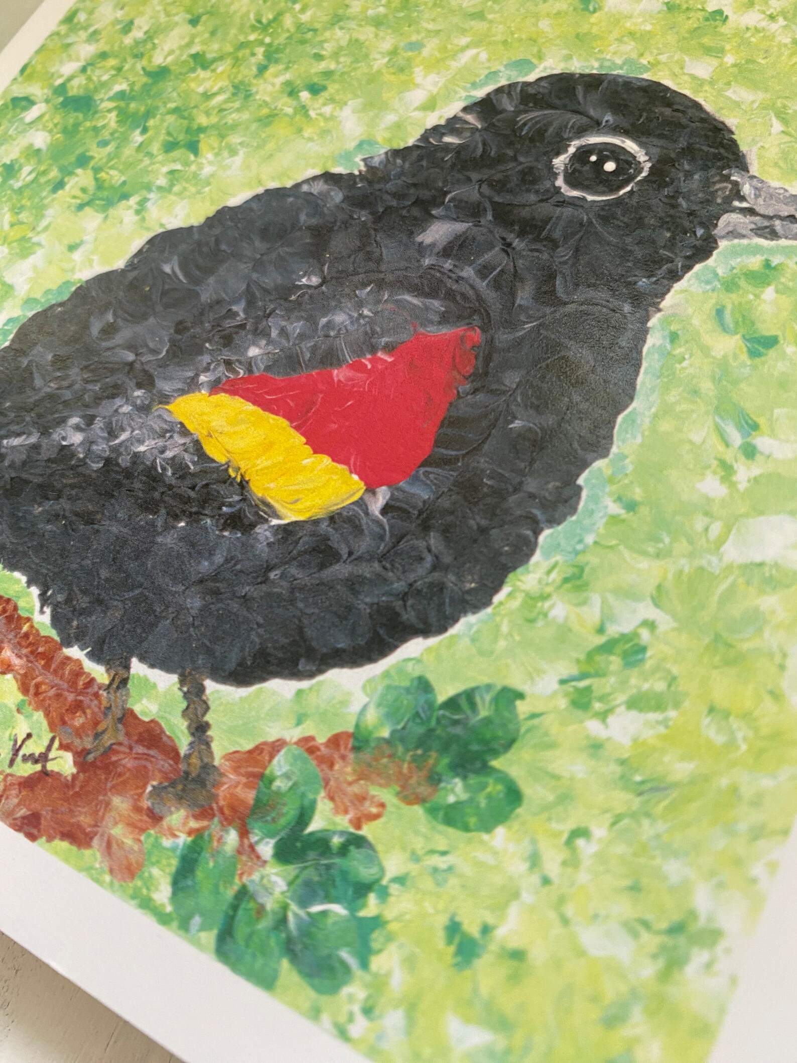 Red Winged Blackbird Bird Art Fat Bird Art Bird Lover Gift for Bird ...