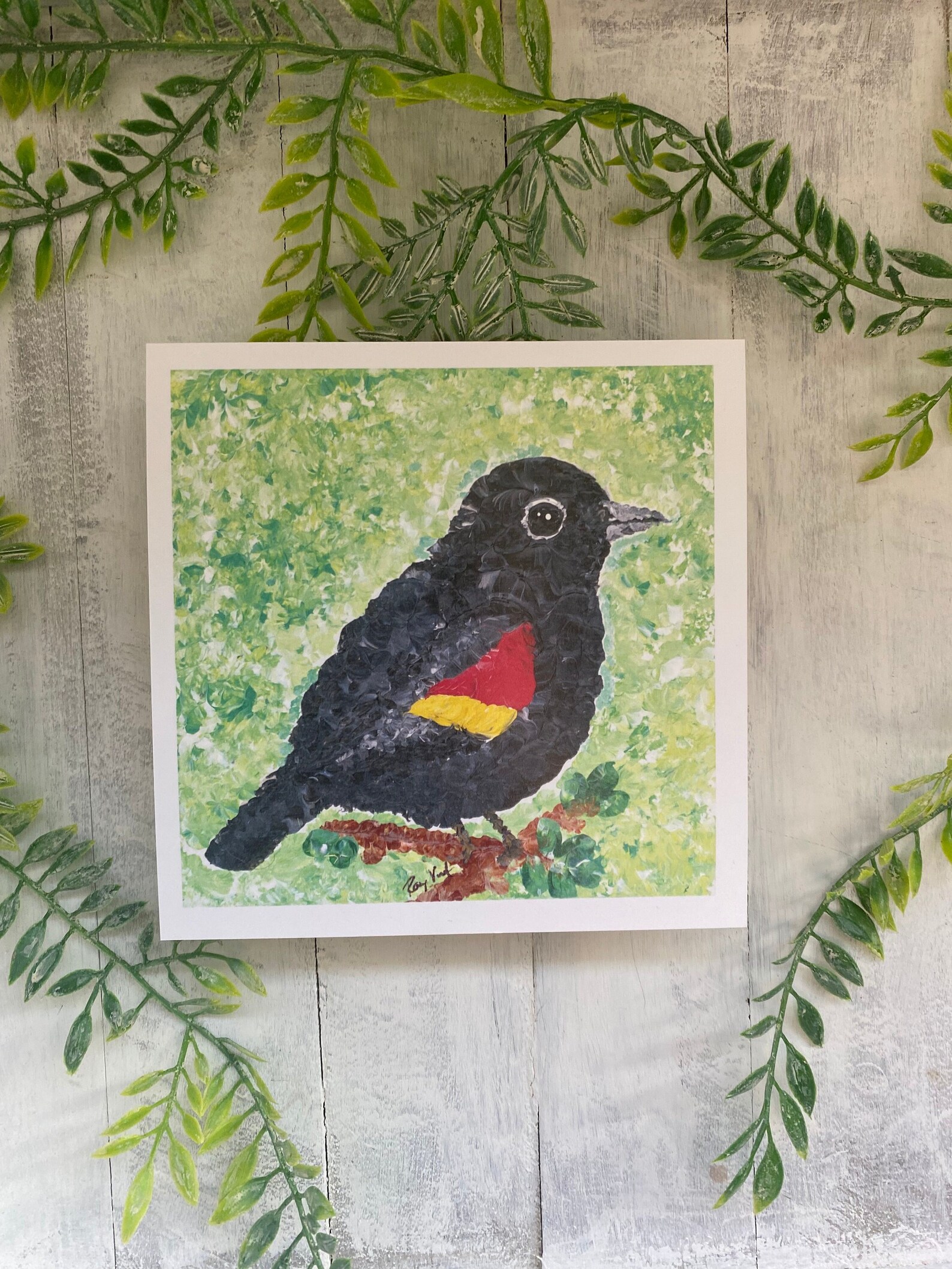 Red Winged Blackbird Bird Art Fat Bird Art Bird Lover Gift for Bird ...