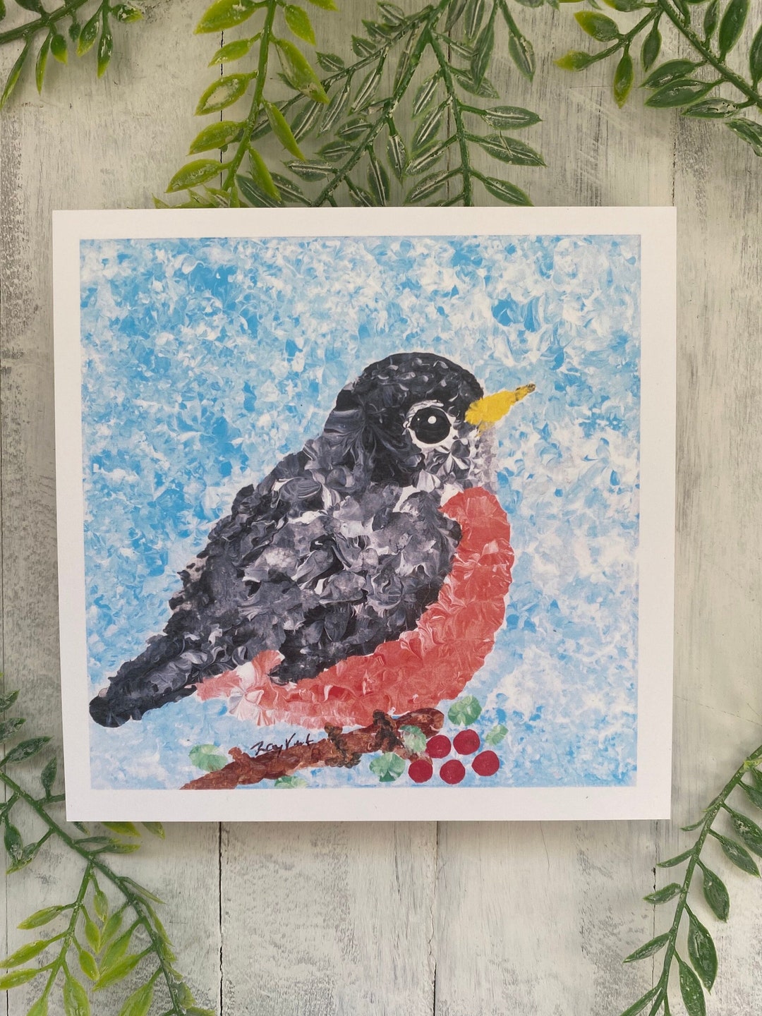 American Robin Bird Art Fat Bird Art Bird Lover Gift for Bird Lover ...