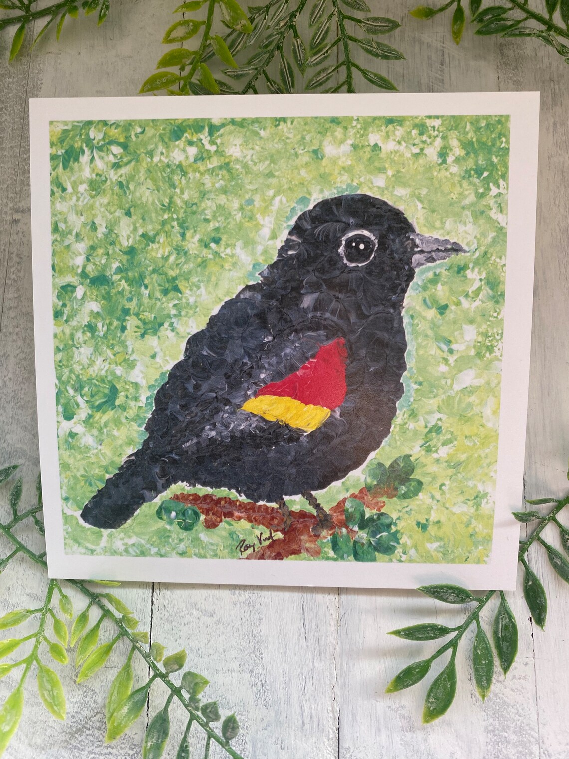 Red Winged Blackbird Bird Art Fat Bird Art Bird Lover Gift for Bird ...