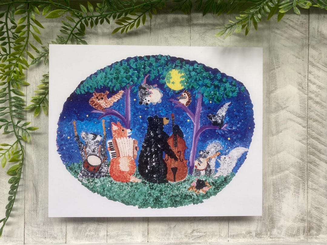 Bluegrass Band Woodland Animals Art Print: Forest Friends Music Jam - Etsy