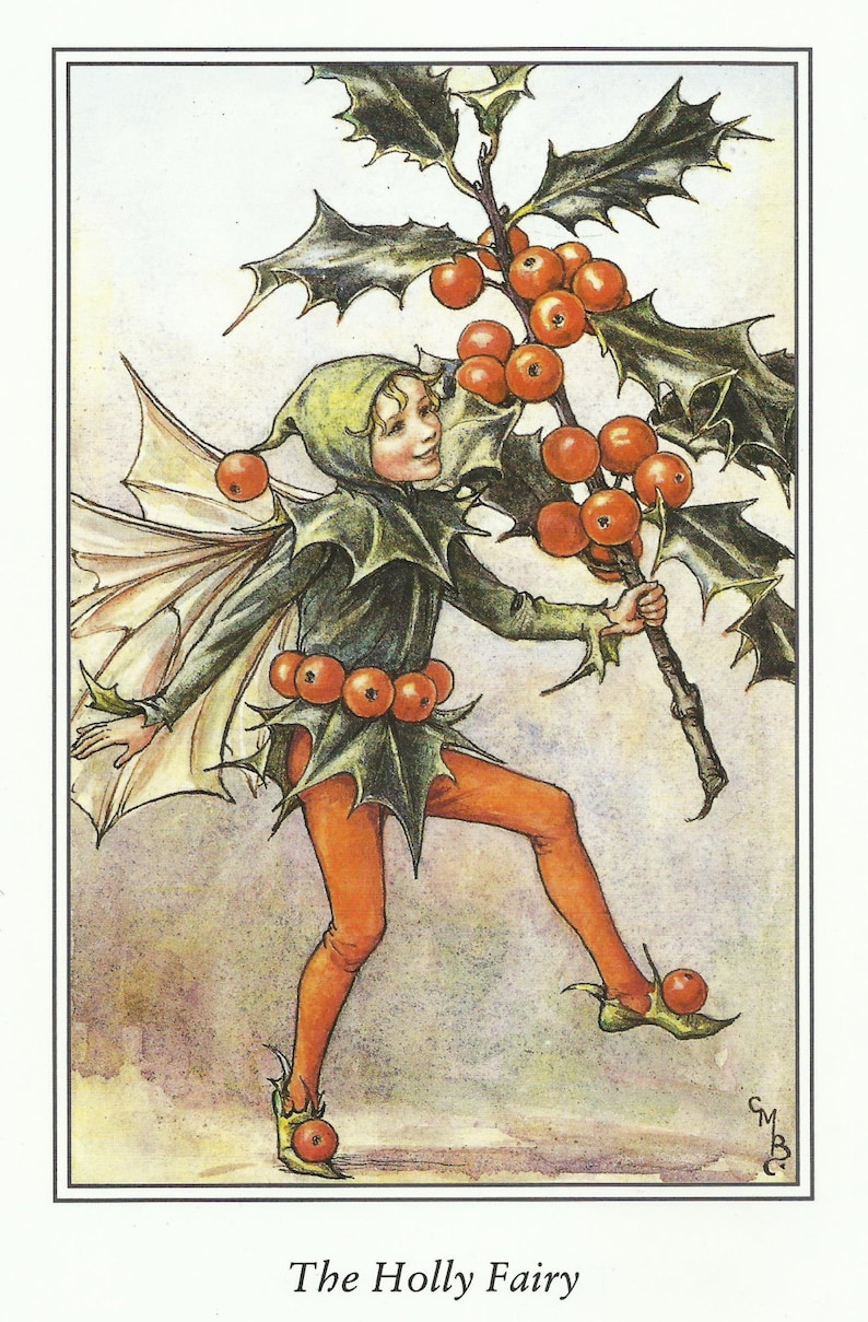 Holly Fairy Cicely Mary Barker Flower Fairies Vintage Print Etsy