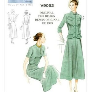 Vogue V9052 Misses Vintage 1949 Design Jacket, Dress and Belt Sewing ...
