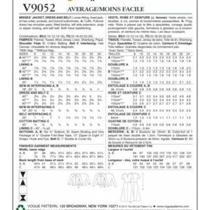 Vogue V9052 Misses Vintage 1949 Design Jacket, Dress and Belt Sewing ...