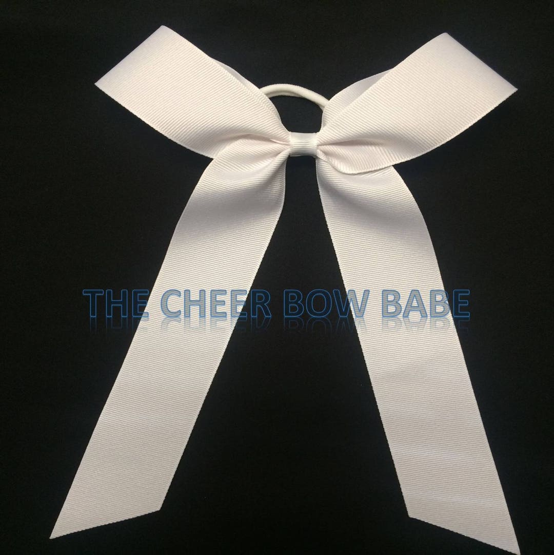 White Cheer Bow With Long Tails Personalized Dance Soccer Softball ...