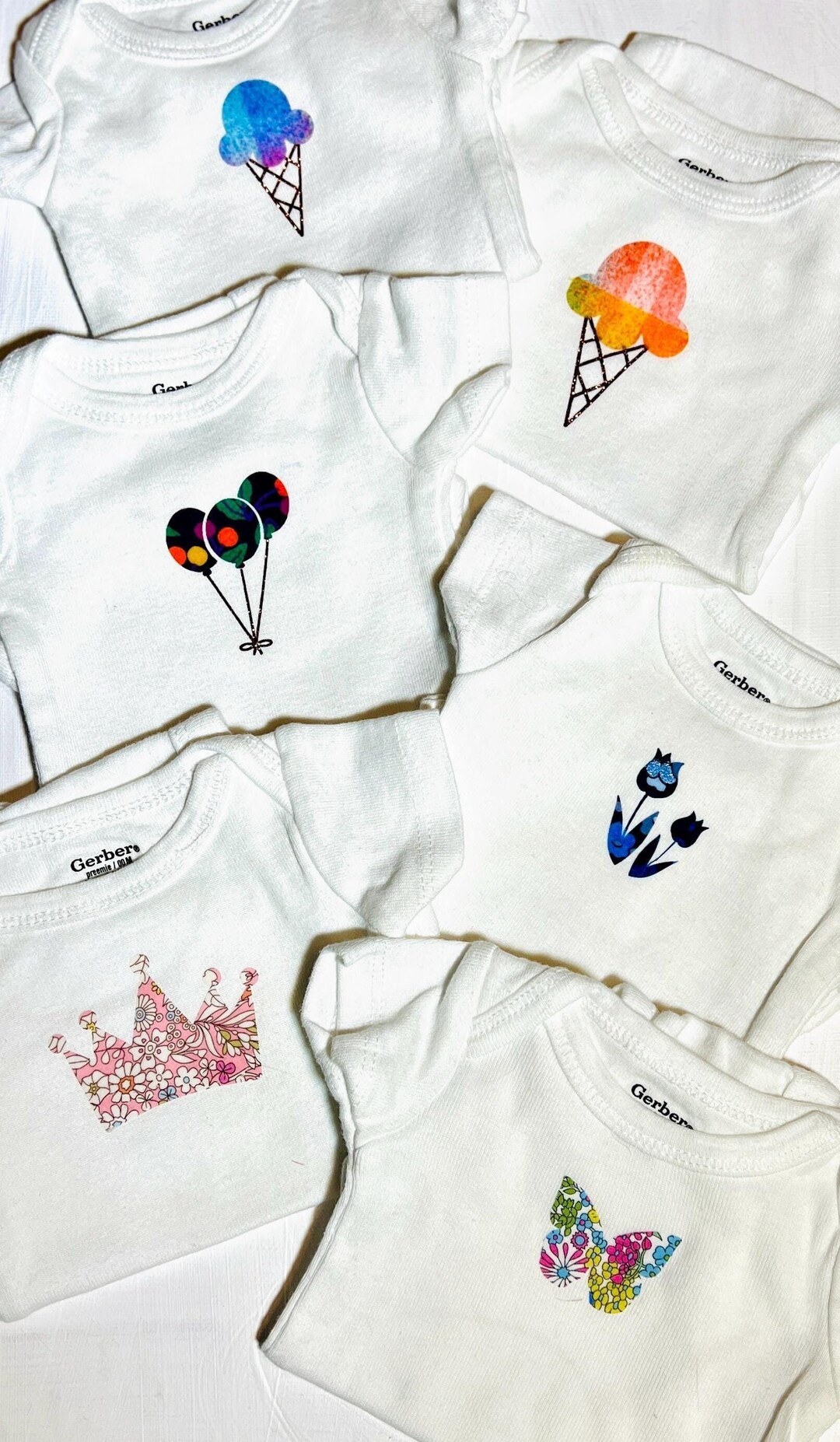 Onesie Decorating Kit for Girl Baby Showers, Iron Ons/ Appliques Made ...