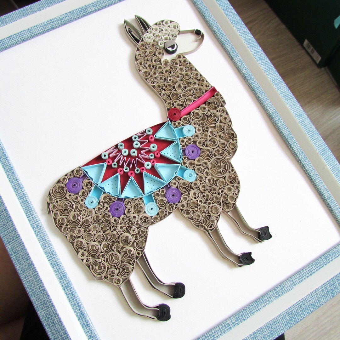 Rolling Paper Quilling Llama Wall Art, Framed Stuffed Animals Farm ...