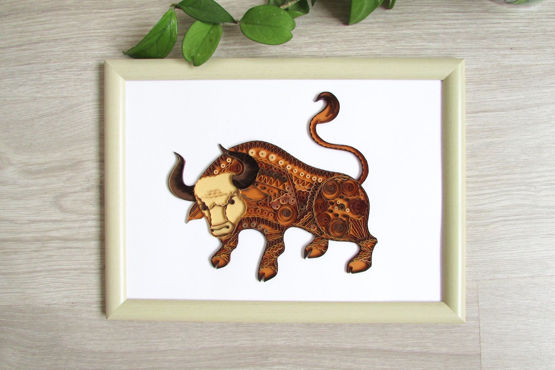 Framed Paper Quilling Highland Cow Texas Buffalo Wall Art Decor ...