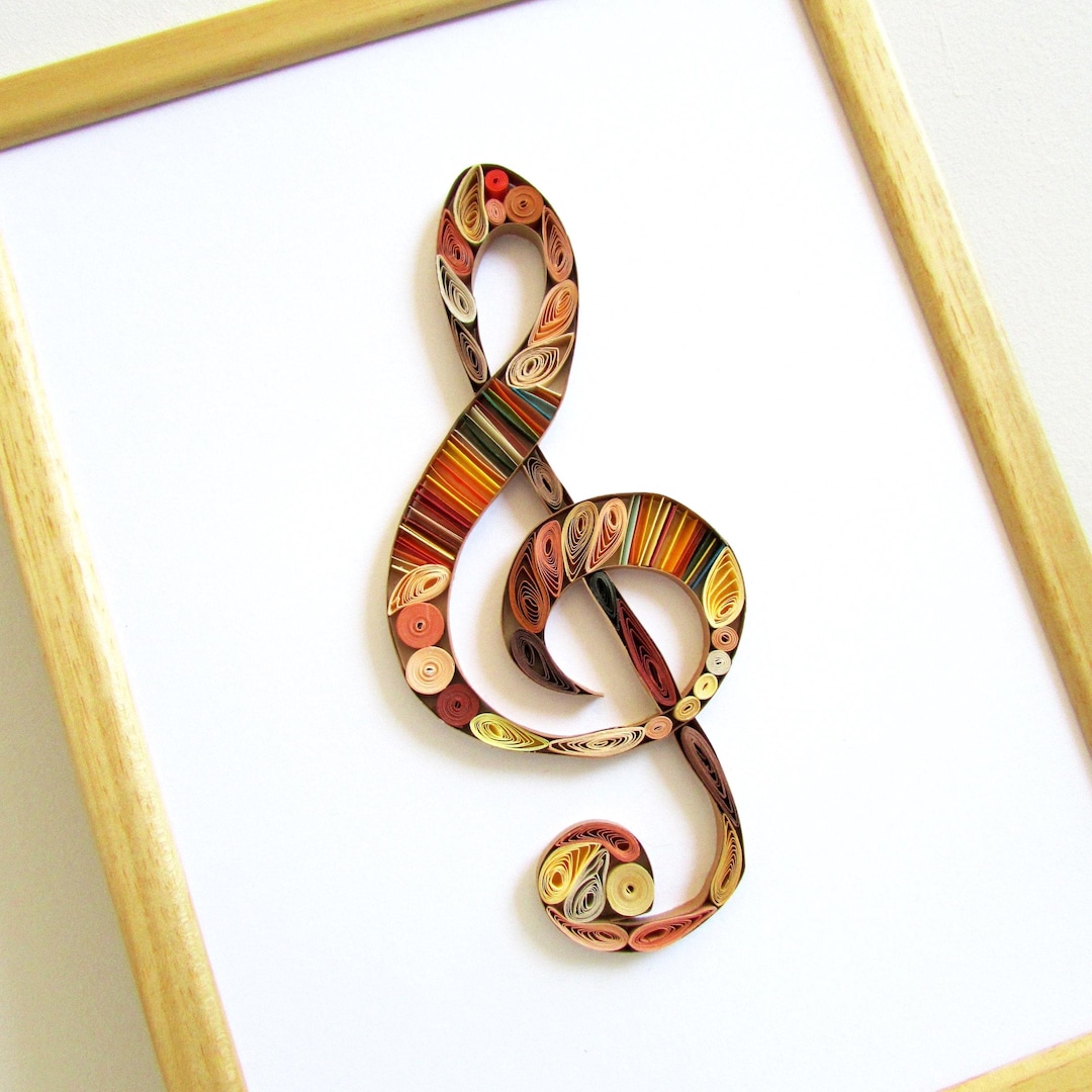 Framed Quilling Treble Clef Wall Art, Recording Studio Decor, Music ...