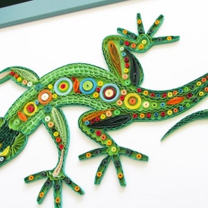 Paper Quilling Cute Lizard, Tropical Lime Green Gecko Reptile Decor ...