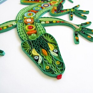 Paper Quilling Cute Lizard, Tropical Lime Green Gecko Reptile Decor ...