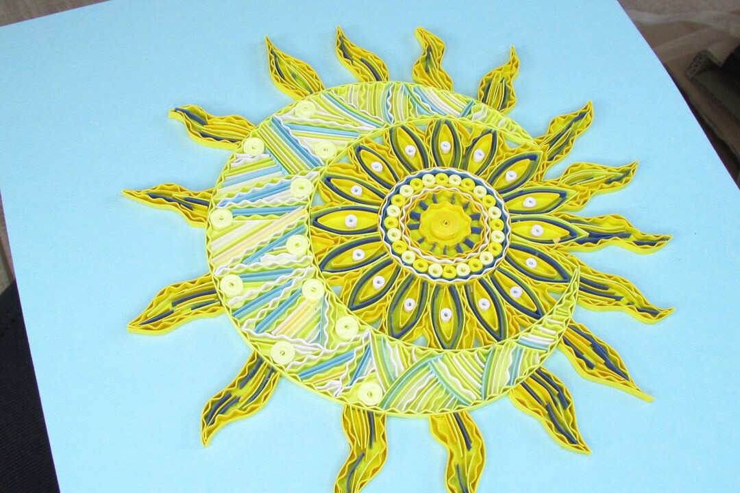 Paper Quilling Golden Sun and Moon Phases Wall Art, Space Themed ...