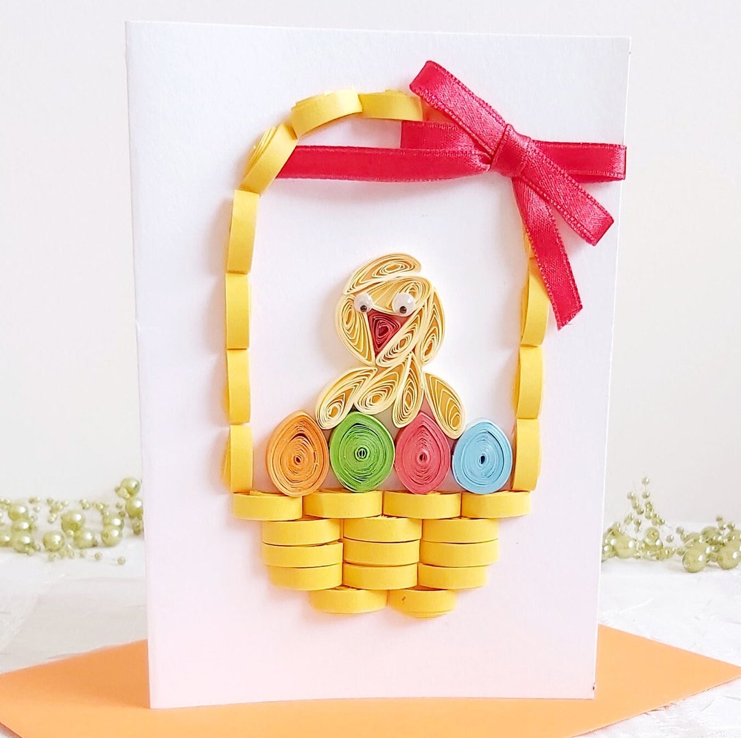 Paper Quilling Art My First Easter Chicken Card, Easter Centerpiece ...