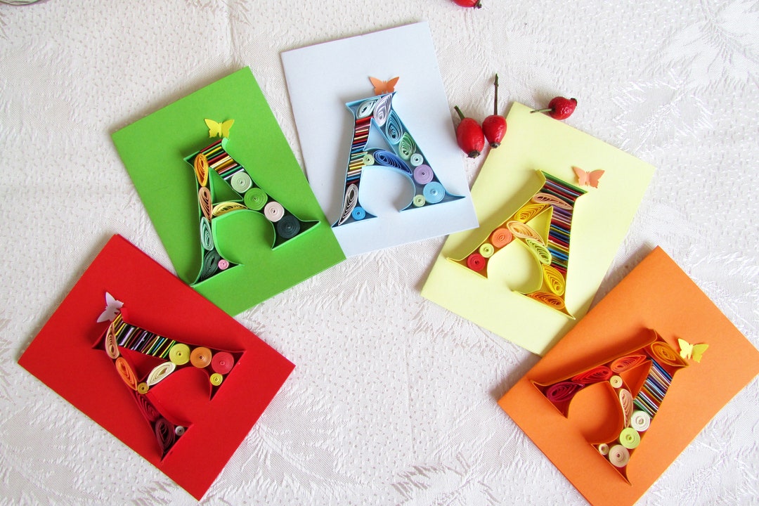 Rolling Paper Quilling Art Monogram Notecard, 3D Block Letters Custom ...