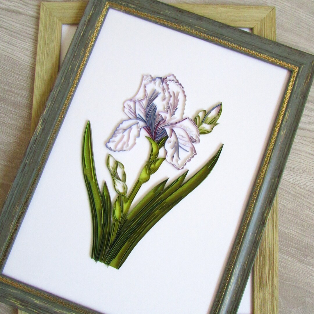 Paper Quilling Iris Birth Month Flowers Wall Art, Botanical Room Decor ...